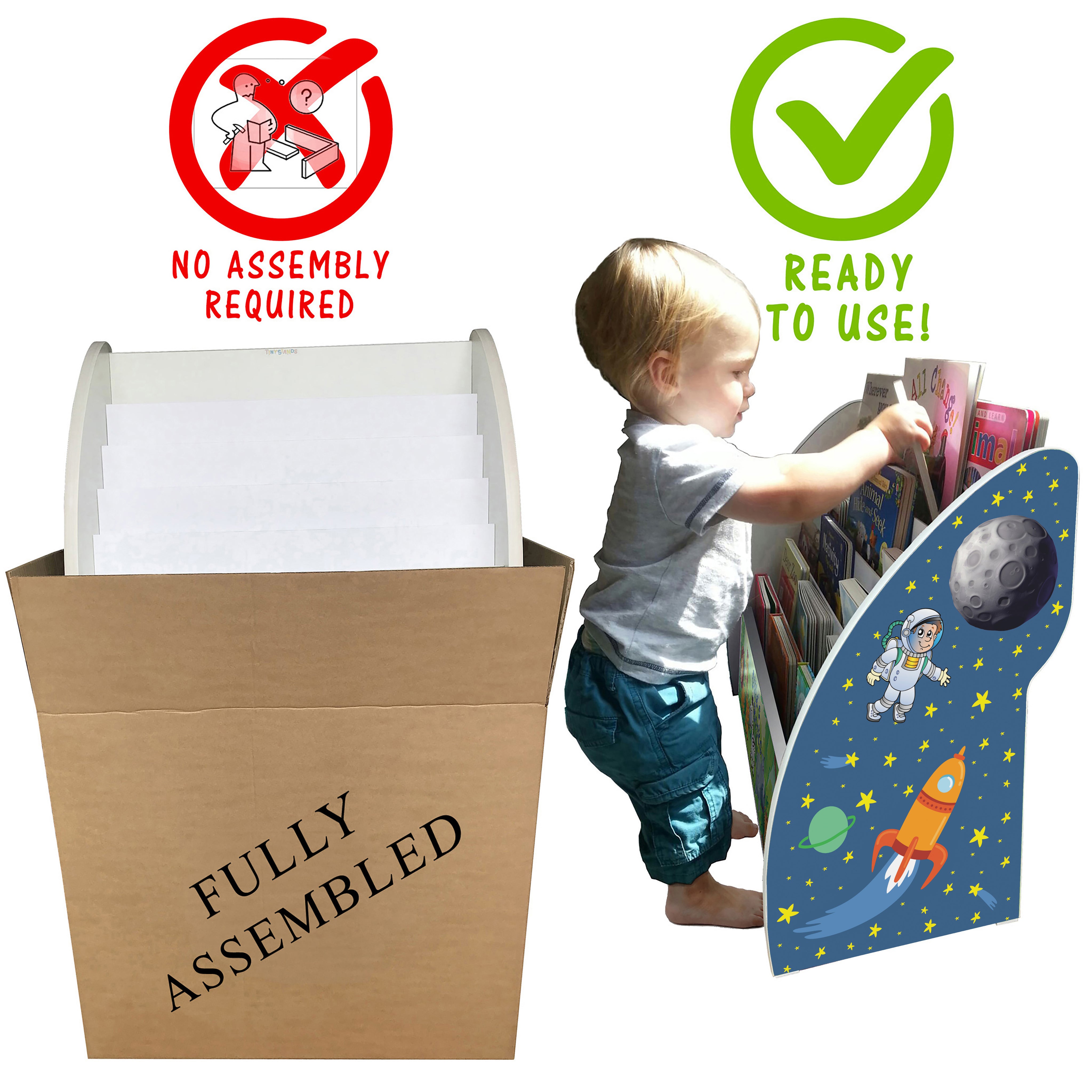 Personalised Space Childrens Bookcase Kids Bookshelf with planets ...