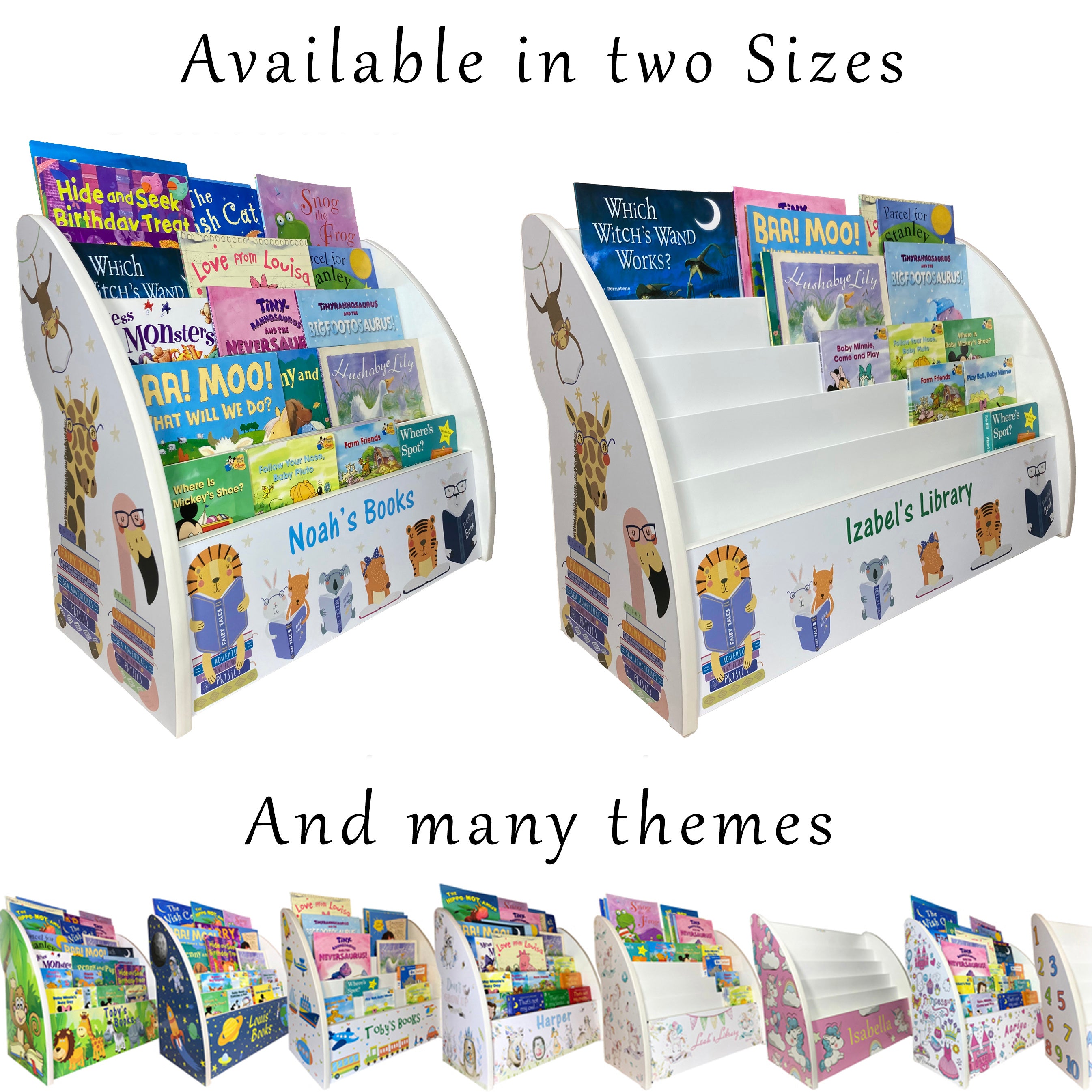 Animal themed Kids book storage with personalisation – Tinystands