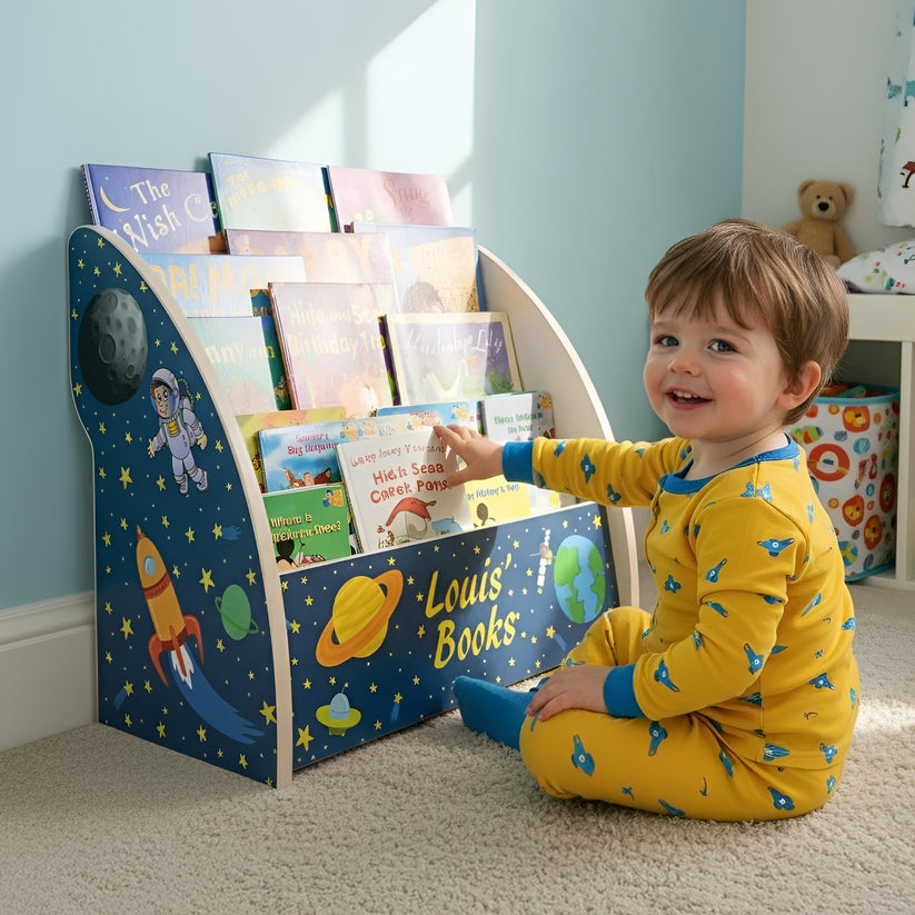 Personalised Space Childrens Bookcase Kids Bookshelf with planets ...