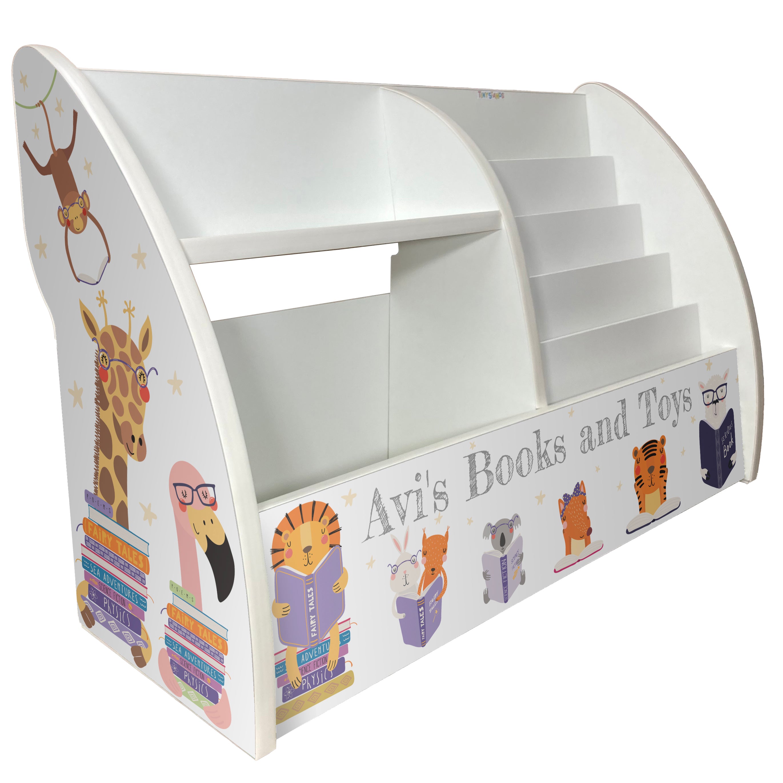 White Jungle Nursery Books and Toys Stand Personalised and Fully Assem ...